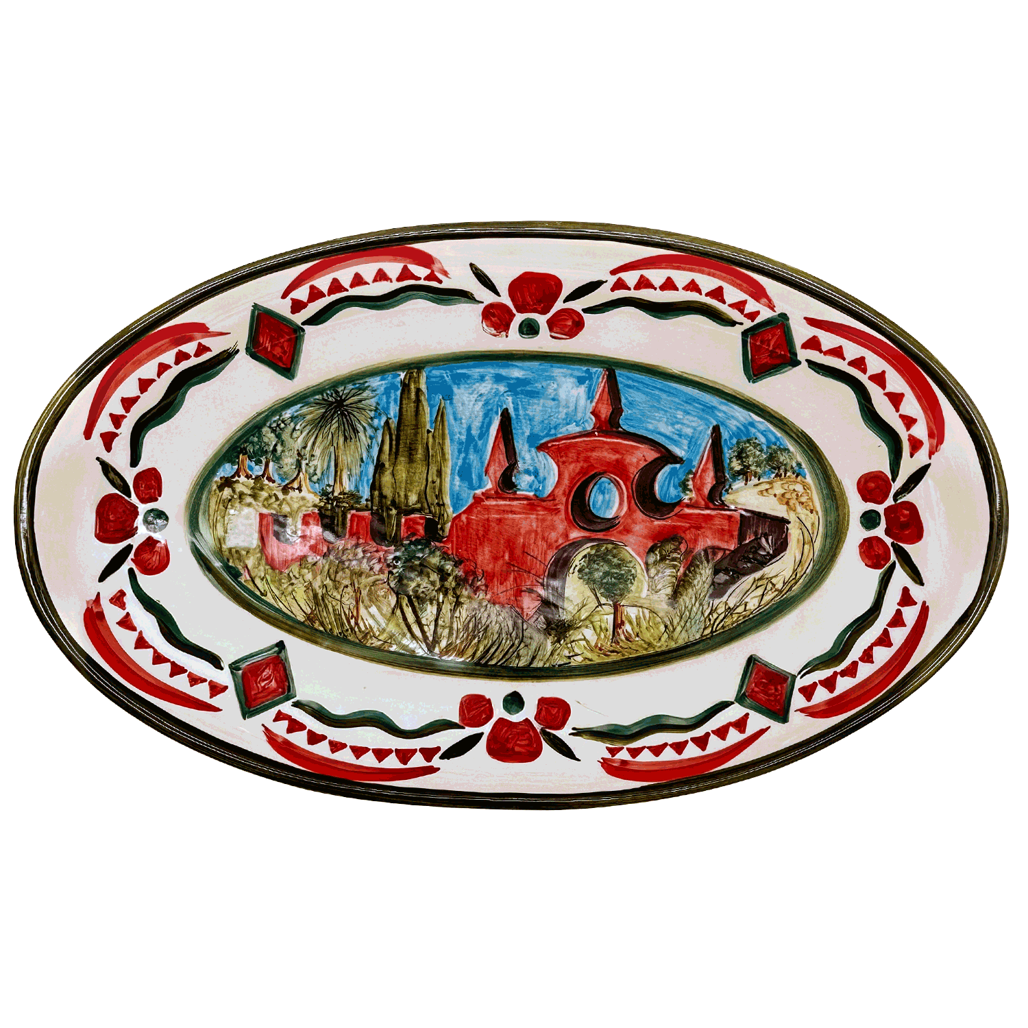 Large Maltese Garden Oval Platter | Villa Bologna Pottery