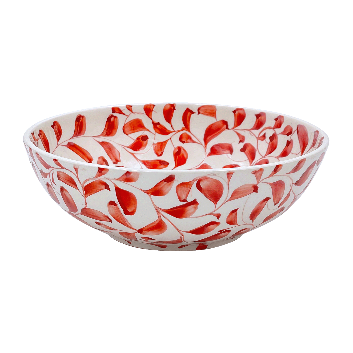Large Red Scroll Bowl | Villa Bologna Pottery