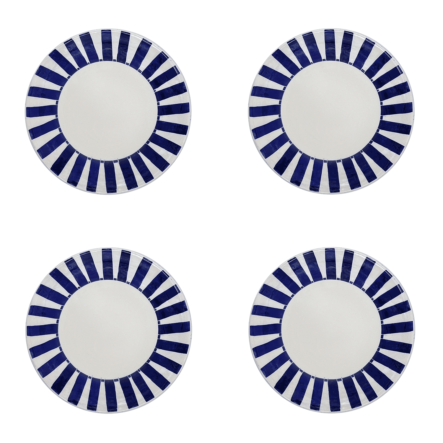Navy Blue Stripes Side Plates (Set of 4) | Villa Bologna Pottery