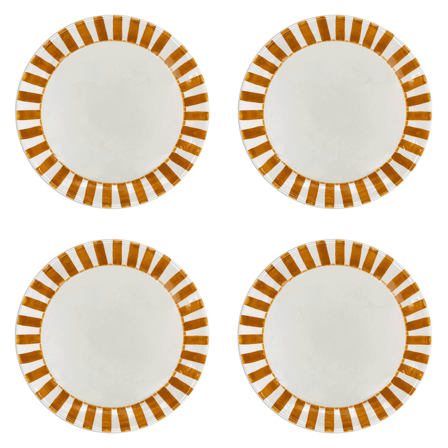 Yellow Stripes Dinner Plates (Set of 4) | Villa Bologna Pottery