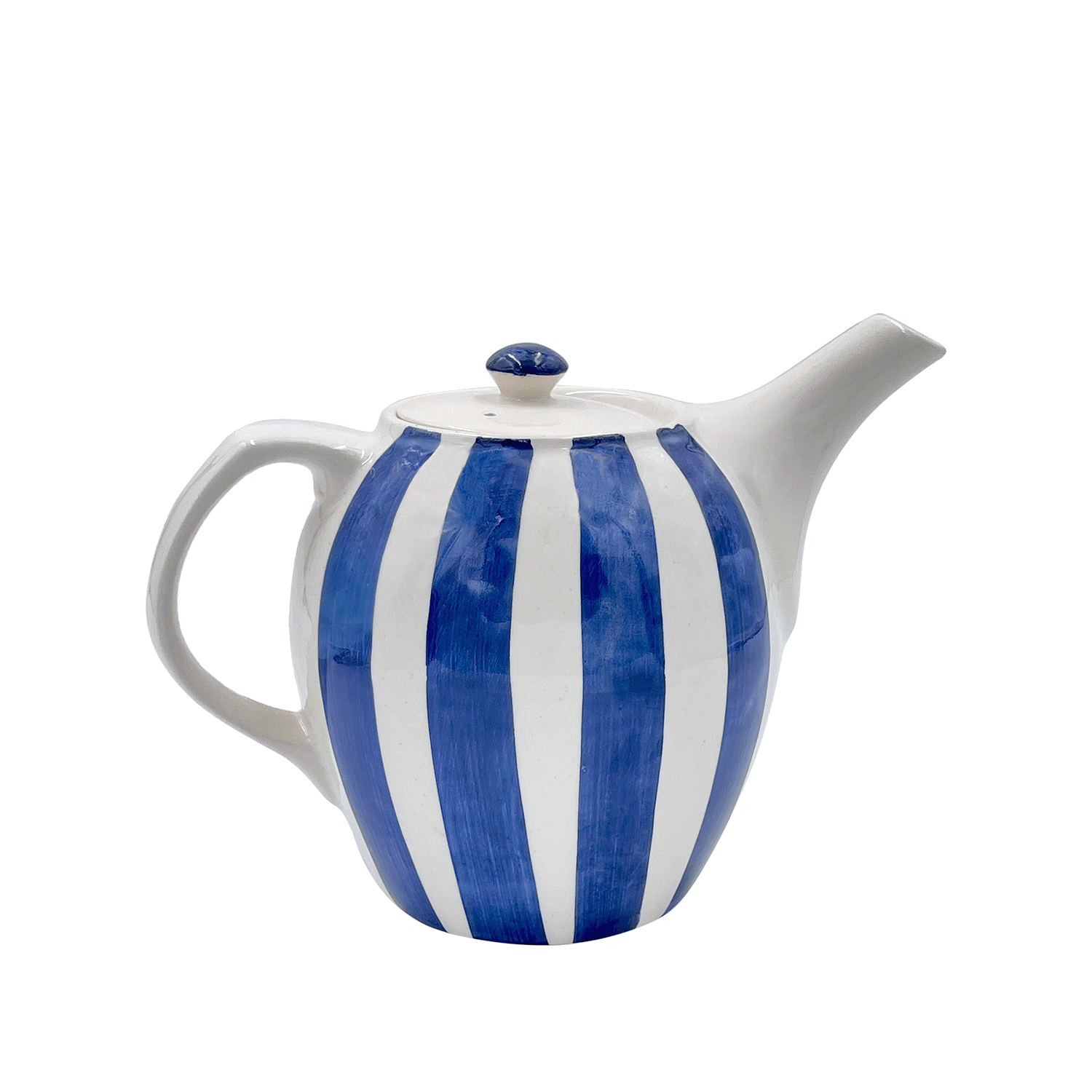 Navy Blue Stripes Teapot | Villa Bologna Pottery