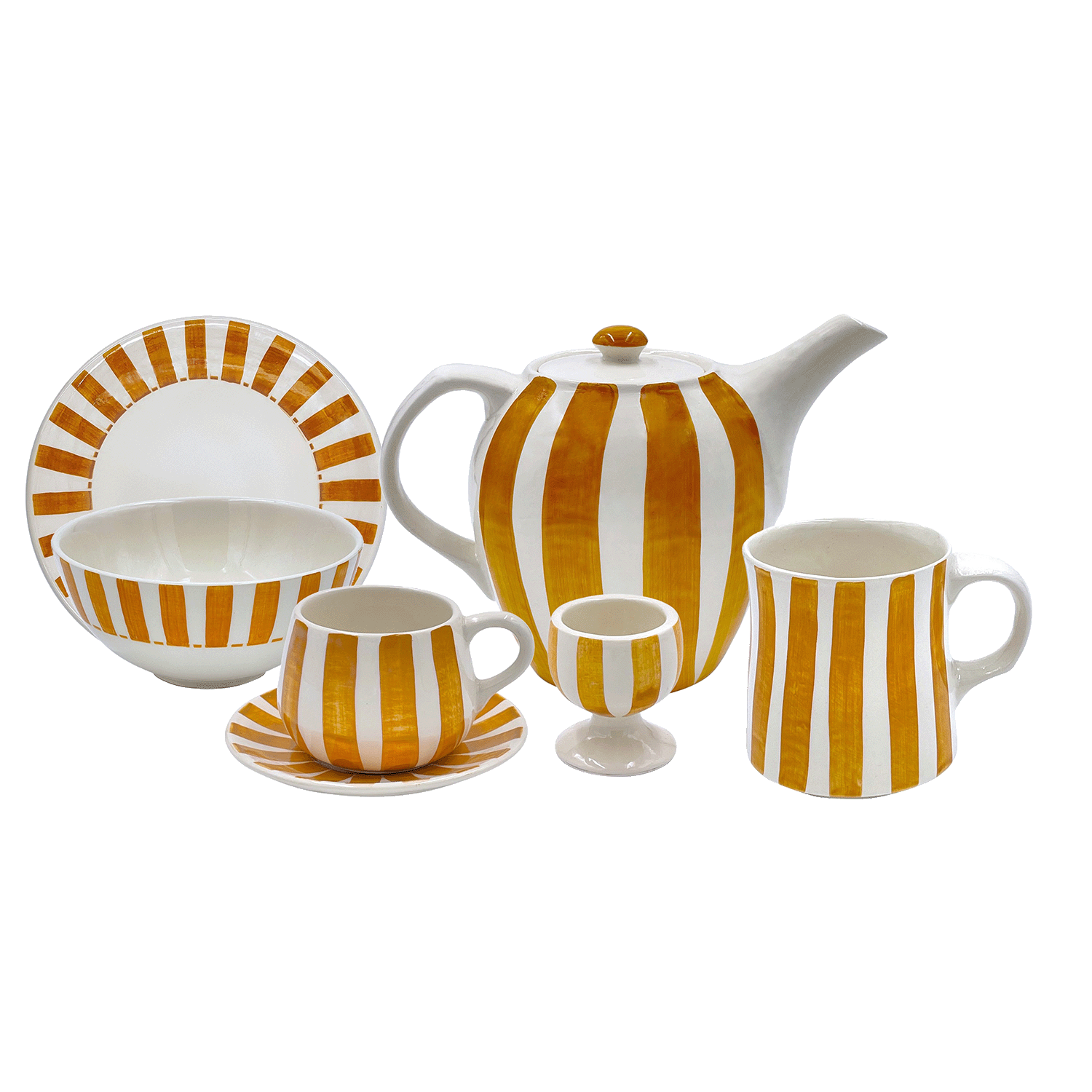 Yellow Stripes Breakfast Set (25 Piece) | Villa Bologna Pottery