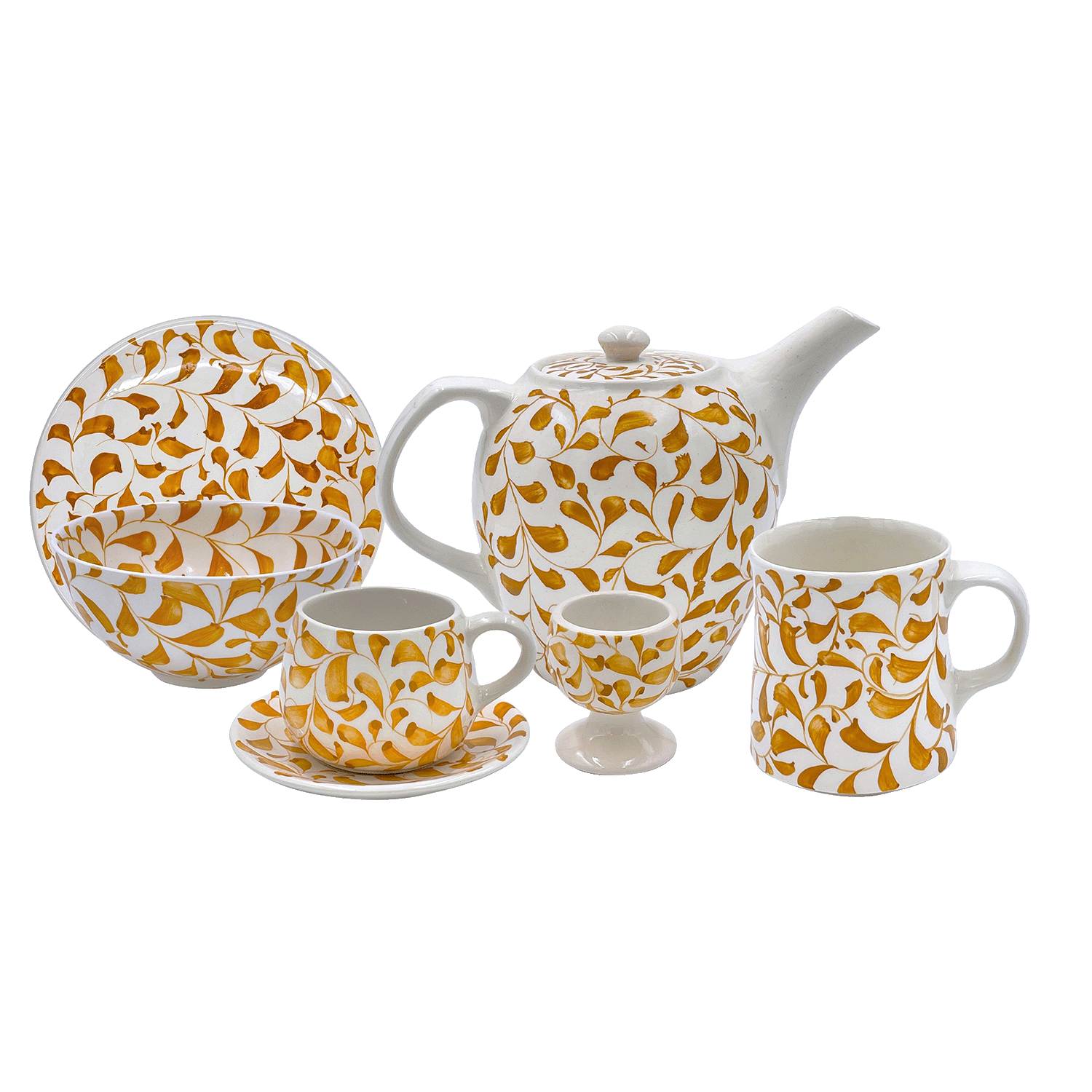 Yellow Scroll Breakfast Set (25 Piece) | Villa Bologna Pottery