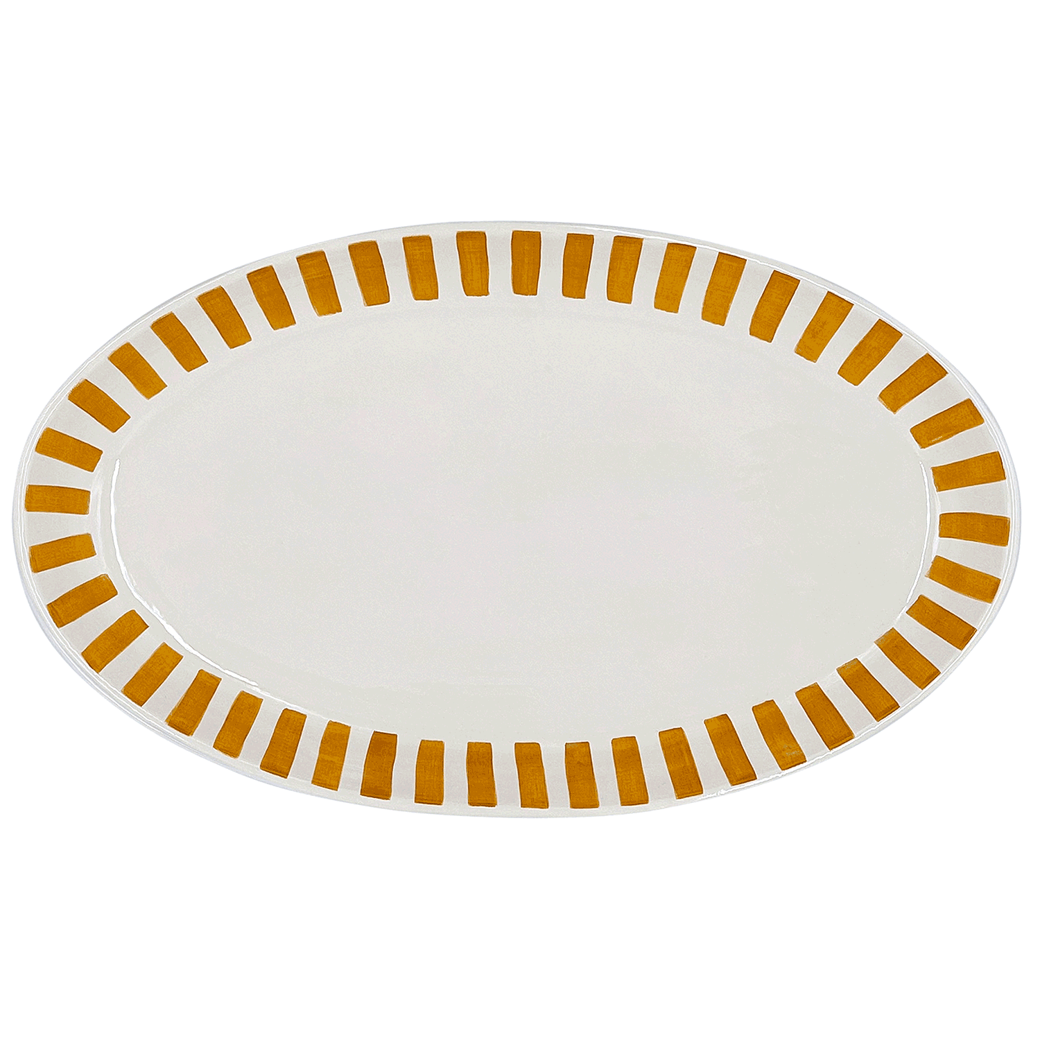 Large Yellow Stripes Oval Platter | Villa Bologna Pottery