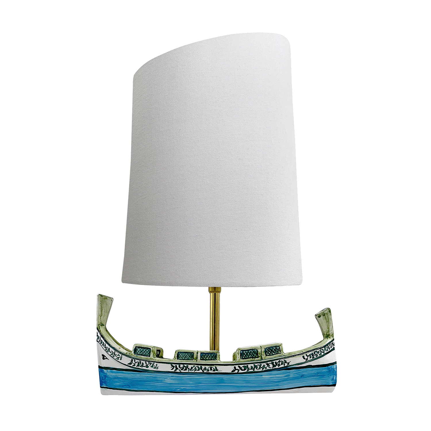 Luzzu Boat Lamp with Sail Lampshade | Villa Bologna Pottery