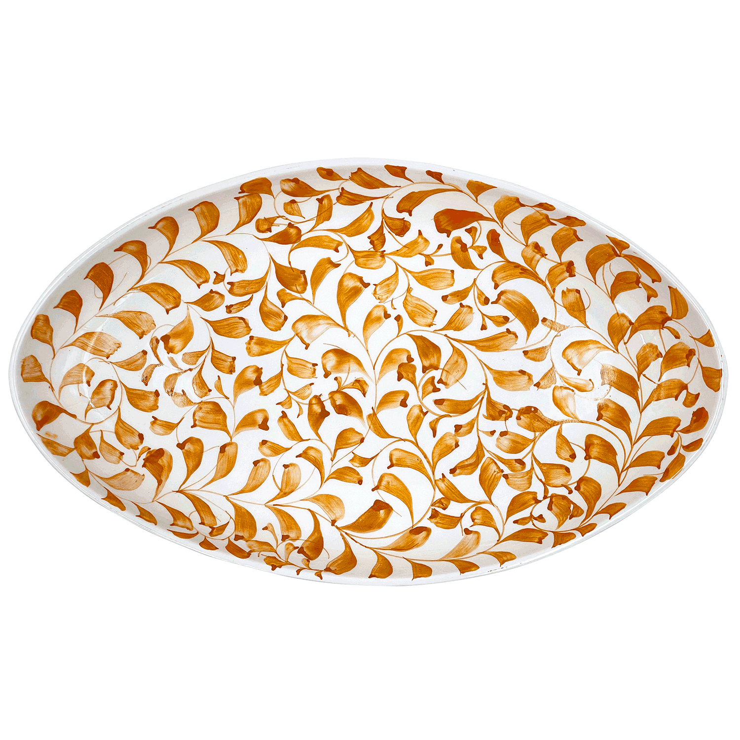 Large Yellow Scroll Oval Platter | Villa Bologna Pottery